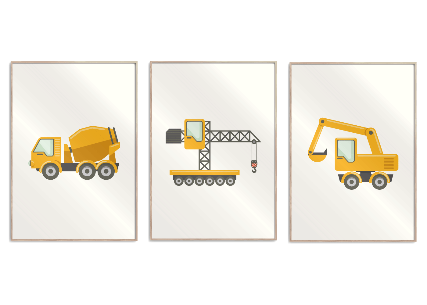 Byggemaskiner plakatsæt - Børneplakat